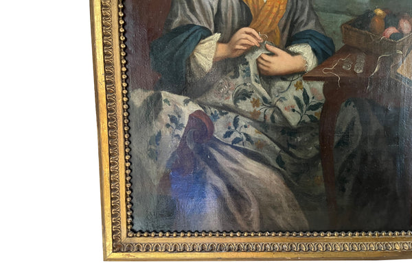 Large 18th Century Framed Portrait of a Seamstress - French Antique ...
