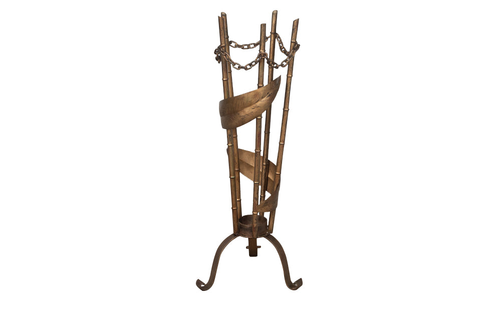 Spanish Gilt Iron Faux Bamboo Umbrella Stand - Mid Century Furniture ...