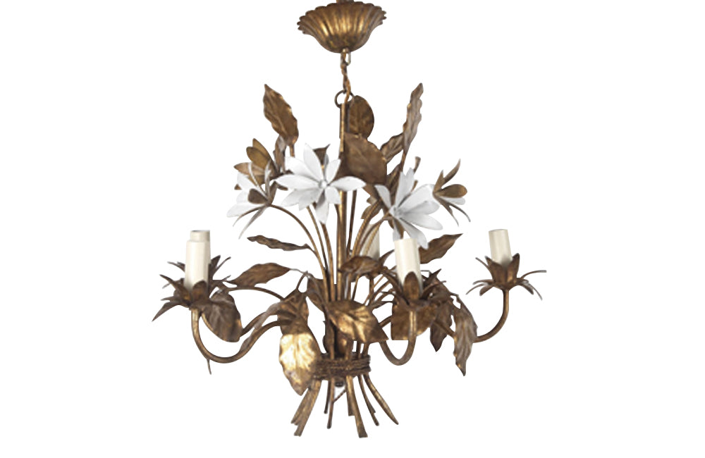 Mid Century Giltmetal Flower Chandelier - Mid Century Lighting – AD ...
