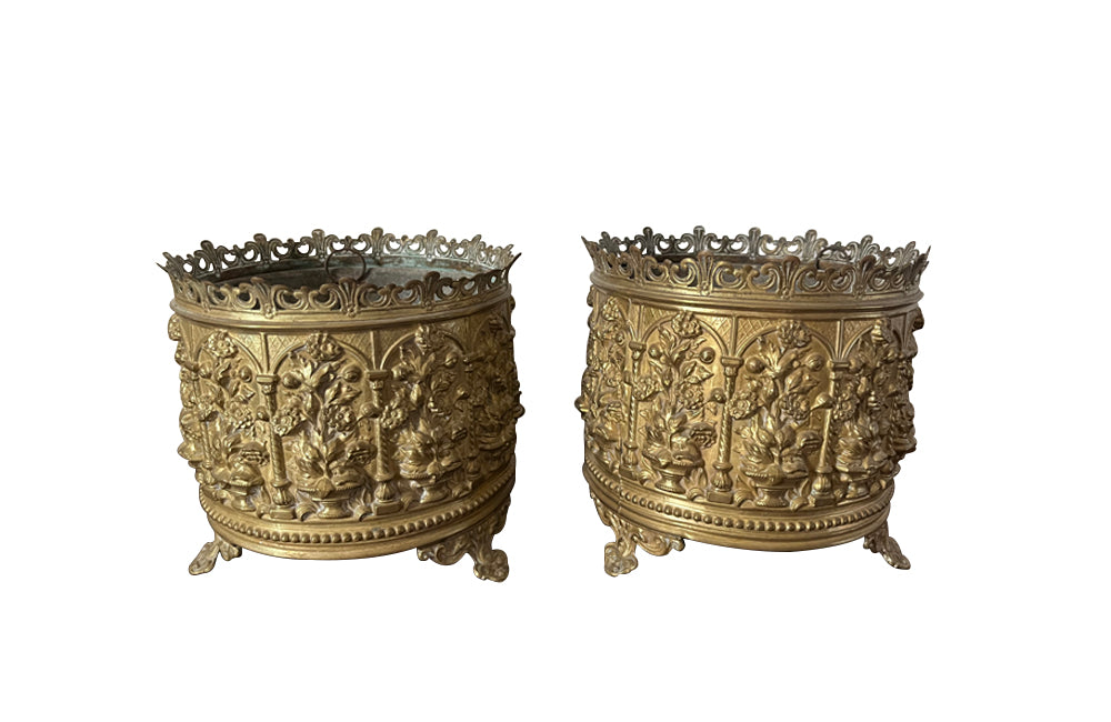 19th Century Neo-Gothic Revival Cache Pots - French Garden Antiques ...