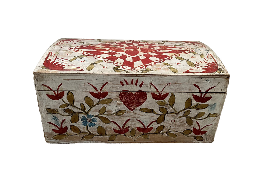 19th Century Painted Normandy Marriage Coffer - Decorative Antiques ...