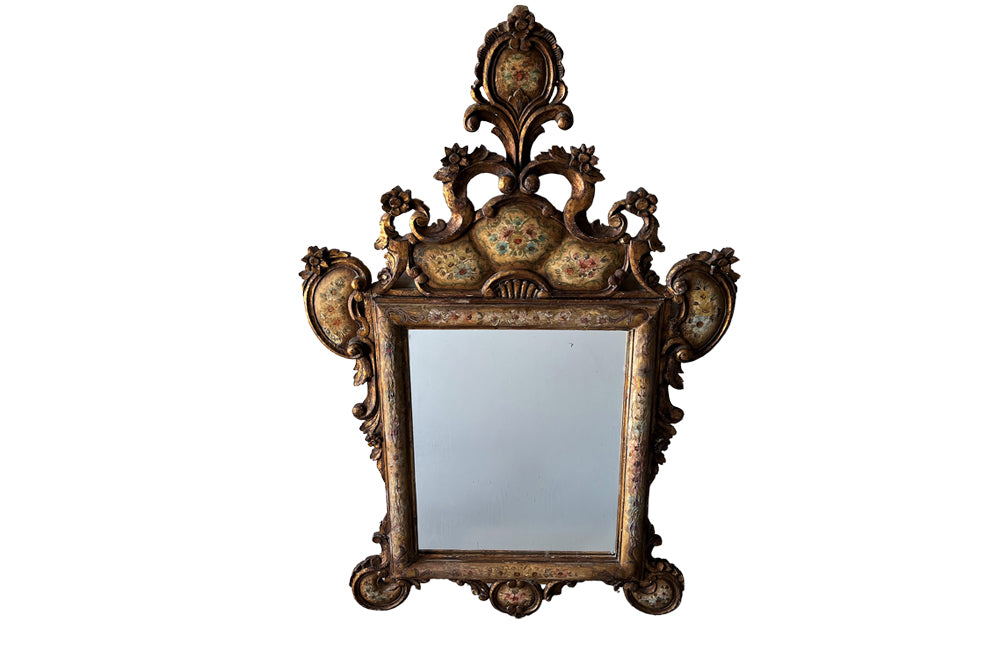 Beautiful Large Polychrome Italian Framed Mirror - Decorative Antiques ...